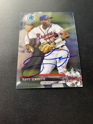 Travis Demeritte Signed 2017 Bowman Chrome Card Atlanta Braves ...