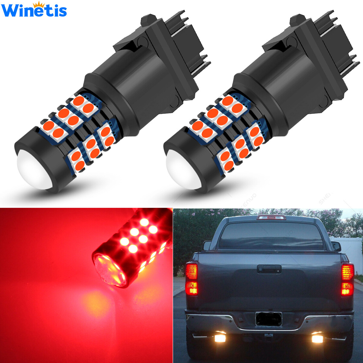 2X 3157 WT21W/7W Red LED Brake Tail Light Bulbs For 2021-2023 Ford F ...