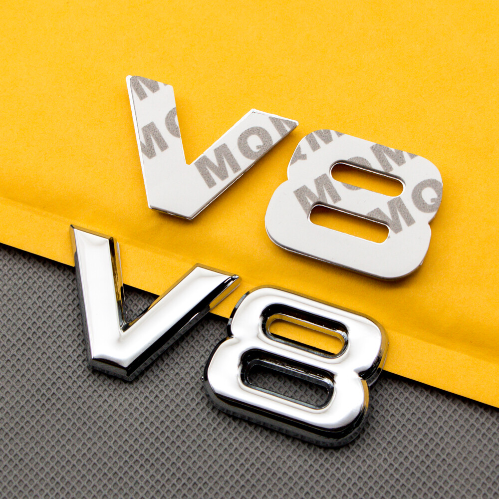2x Chrome Metal V8 Emblem Logo Rear Trunk Fender Engine Car Badge ...