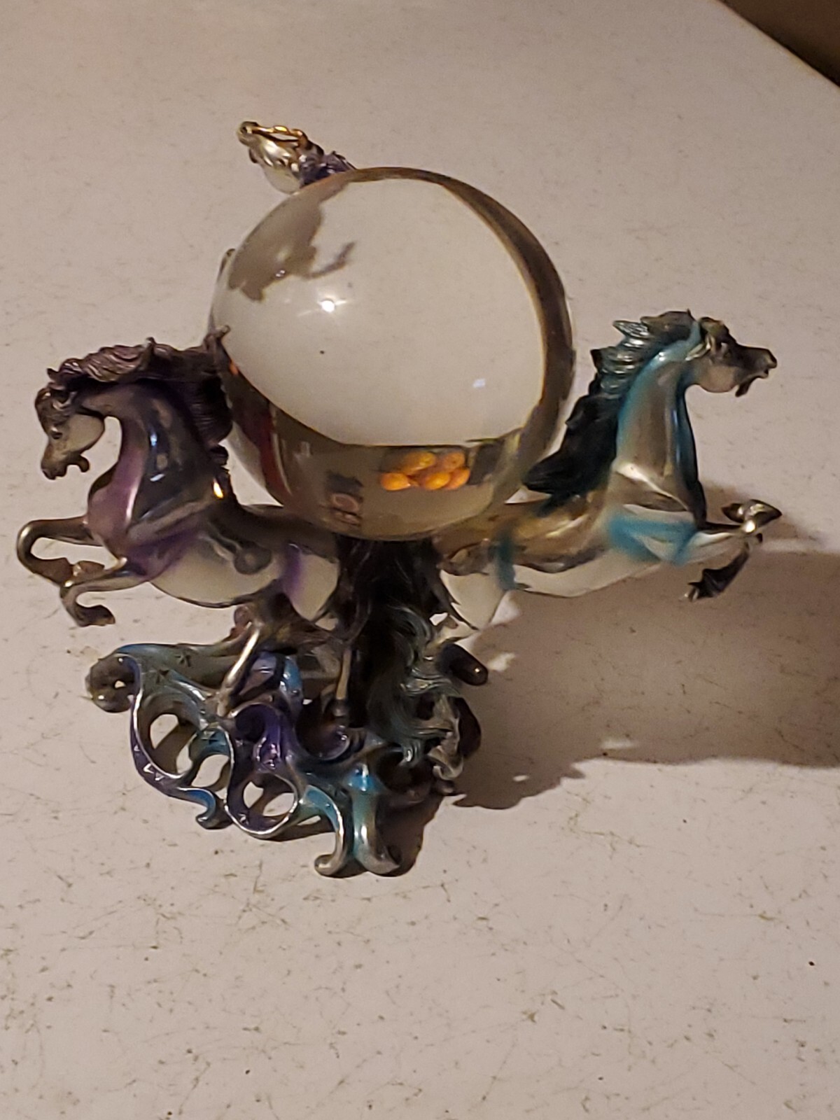 FRANKLIN MINT UNICORNS OF THE NEW AGE PEWTER SCULPTURE CRYSTAL BALL BY ...