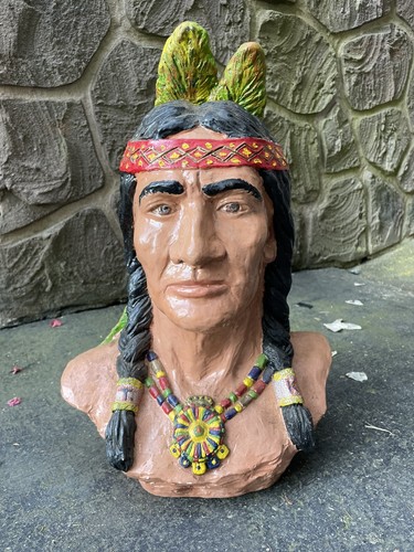 Vintage Native American Indian Hand Painted Chalkware/Plaster Bust ...