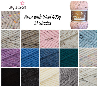 Aran Wool Stylecraft Special Aran 400g Knitting Yarn, 20% Wool Mix - 21 ...