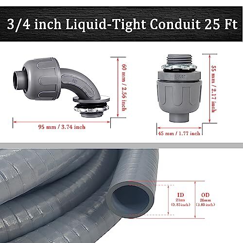 Wocloer Liquid-Tight Conduit - 3/4inch 25 Foot Flexible Non metallic ...