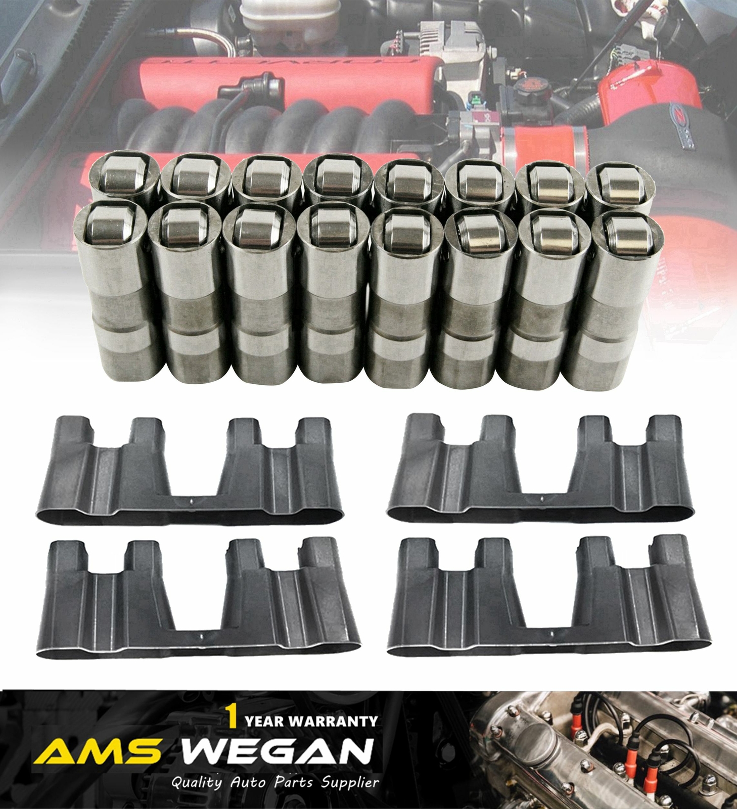 16x Hydraulic Roller Lifters w/ Lifter Guide Trays Buckets GM LS2 LS3 ...