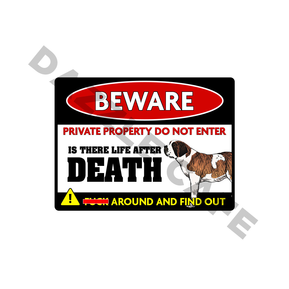 Beware Private Property Saint Bernard Decor Gifts for Dog Lovers Decals ...