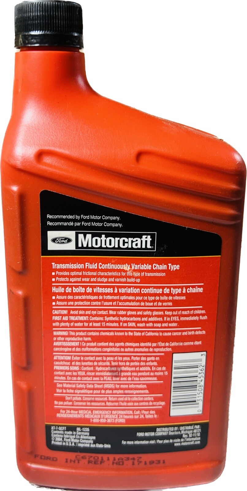 Automatic Transmission Fluid-Continuously Variable Chain Type - Quart ...