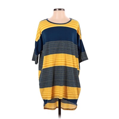 LuLaRoe Irma Yellow & Blue High/Low Blouse Top Small Oversize | eBay