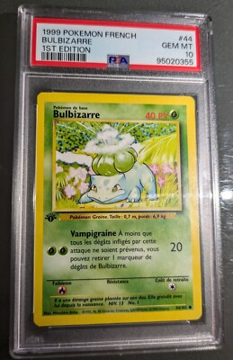 First edition French Base set Bulbasaur "Bulbizarre" 44/102 PSA 10 GEM ...