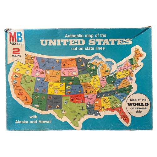 1975 Milton Bradley Authentic Map of the United States Puzzle & World ...