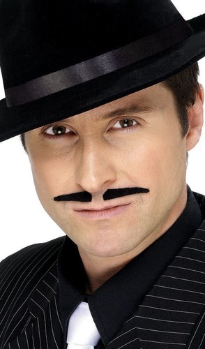 Black Spiv Tash Self Adhesive Moustache Gangster 20s 30s 40s Mens Fancy ...