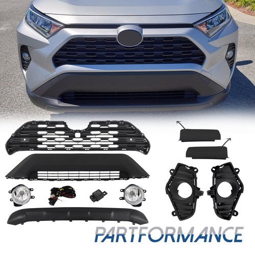 For 2019-2021 Toyota RAV4 Front Upper Lower Grille Bumper Foglights and ...