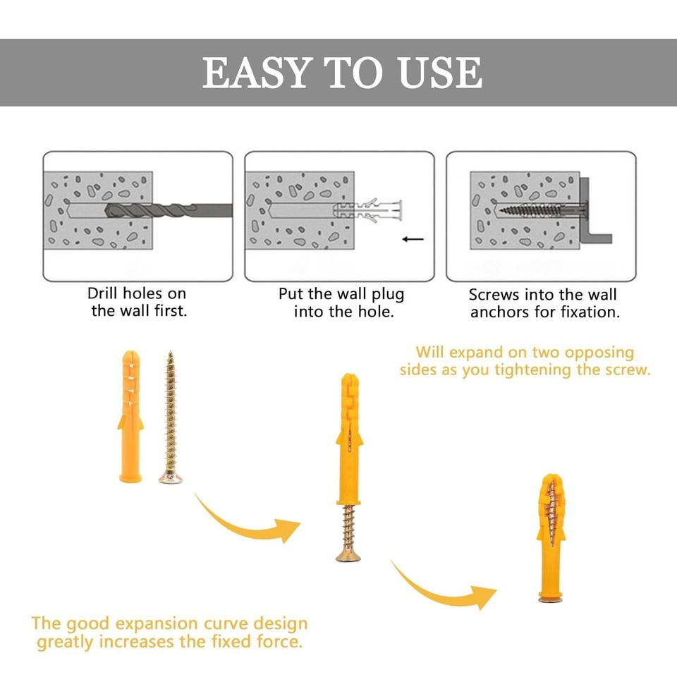110pcs Wall Plugs and Screws Set Extension Wall Plugs Self-tapping ...
