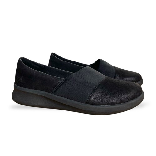 Clarks Sillian 2.0 Cloudsteppers Black Slip On Ortholite Comfort Shoe ...
