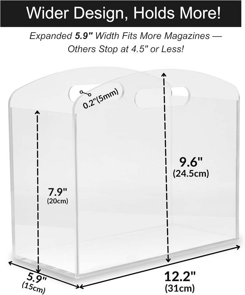 Magazine Rack - Clear Acrylic Magazine Holder, Acrylic Newspaper Stand ...