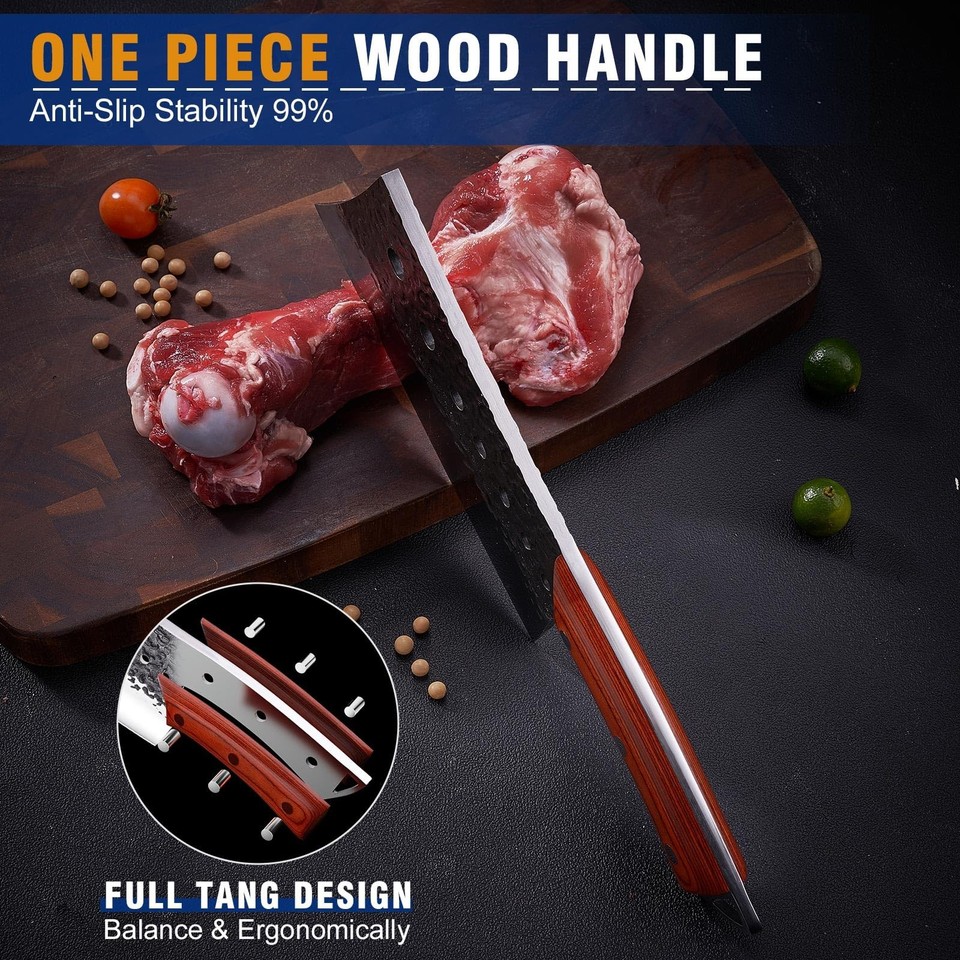 Meat Cleaver Knife Set, 2PCS Hand Forged Japanese Butcher Knife Set for ...