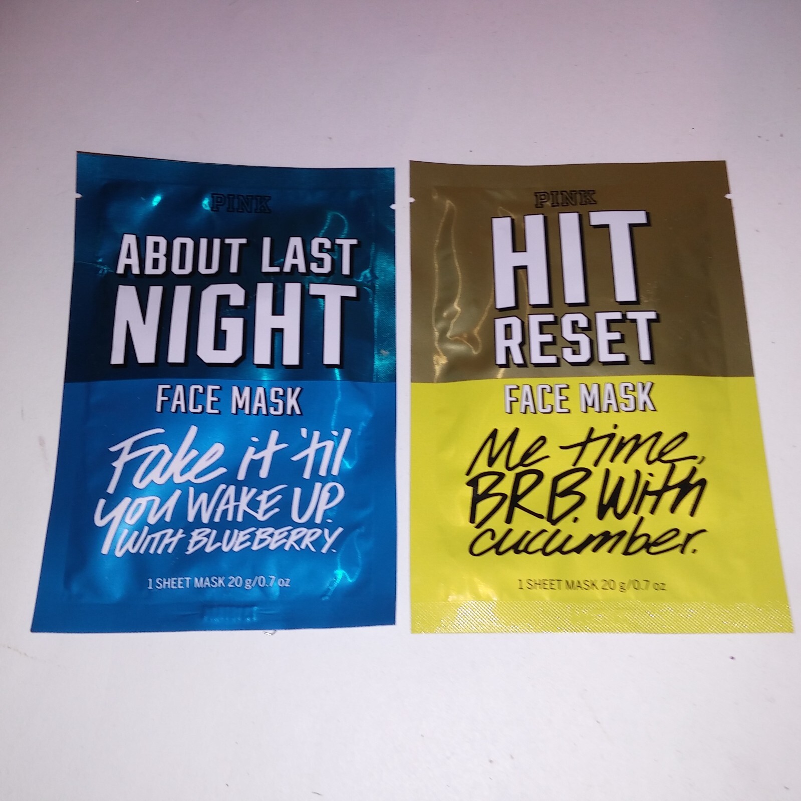 Set of 2 Victoria Secret PINK Face Mask Hit Reset About Last Night New ...