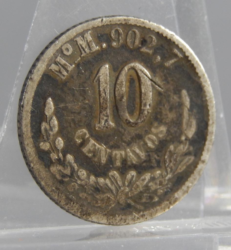 Mexico 1889 Mo M MoM .9027 Fine Silver 10 Centavos Coin KM 398.5 C3313 ...