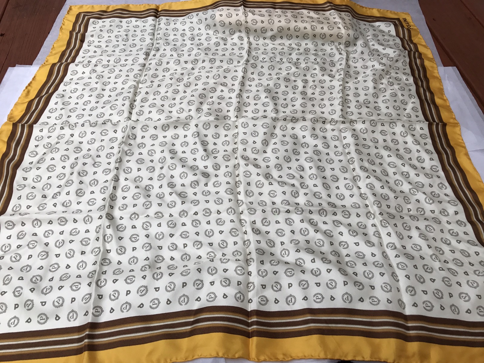 New POLLINI Made In ITALY 100% Silk Sguare Scarf Yellows 34x34 | eBay