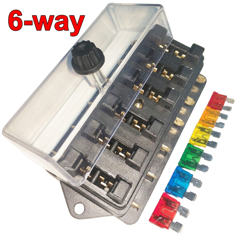 6/ 12 Way Blade Fuse Box Block Holder LED Car Boat Power Distribution ...