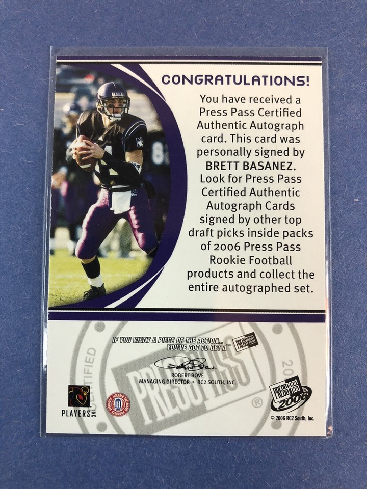 Brett Basanez 2006 Press Pass Authentics RC Auto SP 095/200 ...