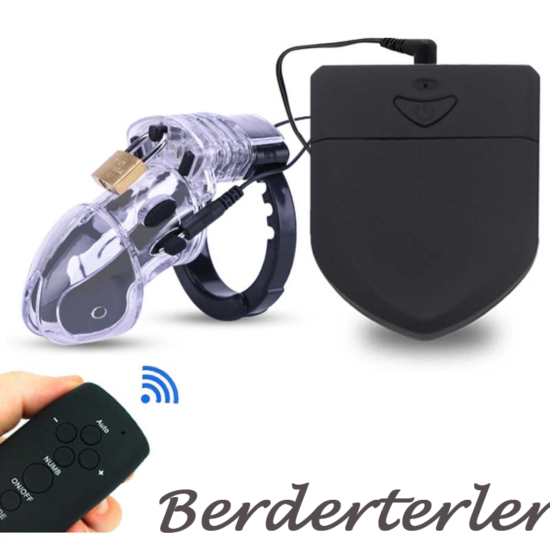 Remote Control Shocker Chastity Cage Ring Men Scrotum Stimulate ...