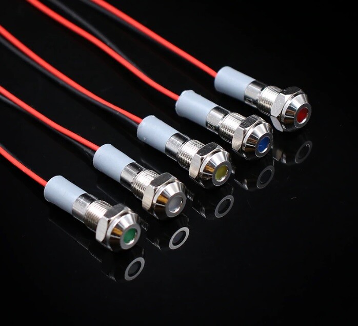 Round LED Waterproof 6mm 8mm 10mm 12mm 14mm 5V 12V 24V 220V Red, White ...