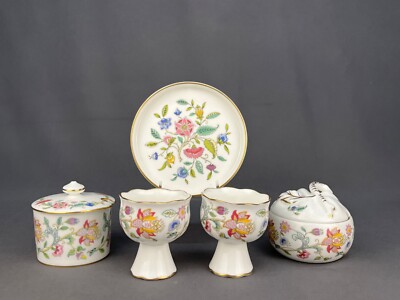 5 Pc Minton HADDON HALL Set Condiment Jar + Jam +Bottle Coaster ...