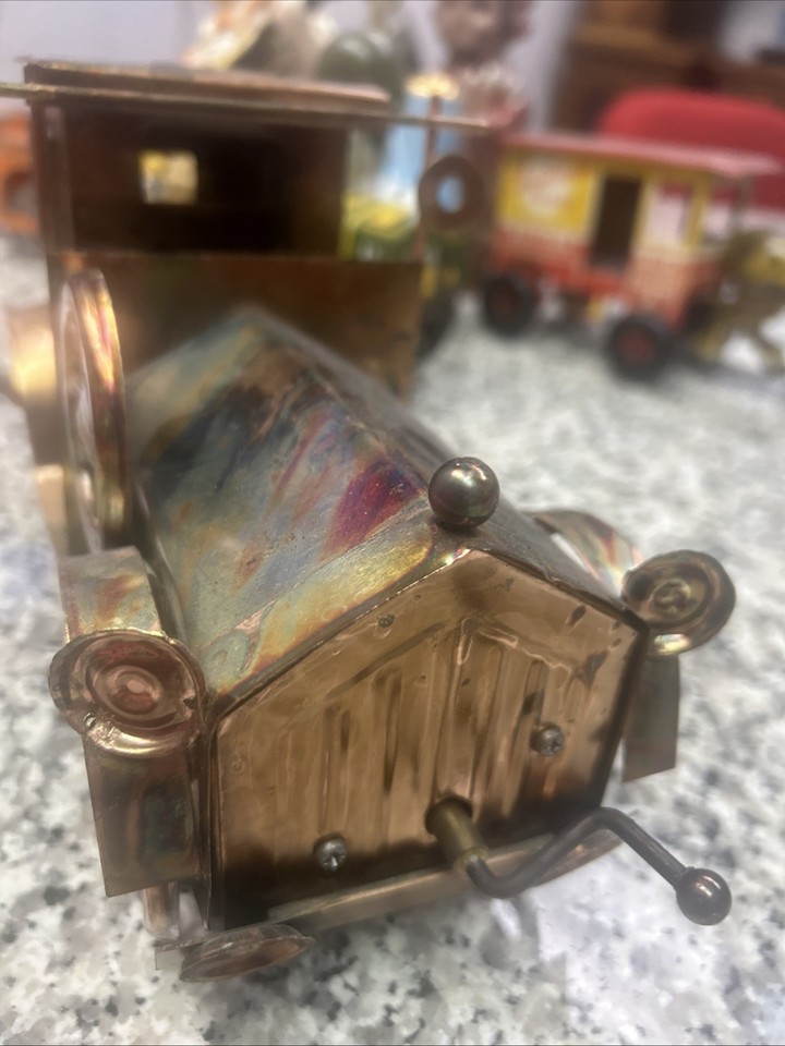 Vintage Copper Tin Metal Brass Car Music Box ''Impossible Dream'' 11 ...