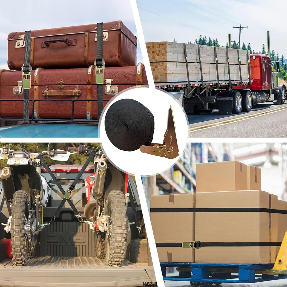 2Pcs 10M Long Ratchet Straps with Ratchet Lock, 800KG Ratchet Straps ...