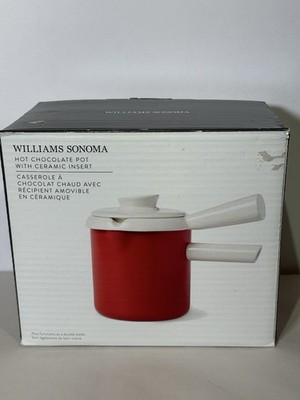 Williams Sonoma Hot Chocolate Pot Ceramic Insert Double Boiler Red | eBay
