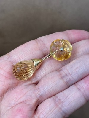 Gorgeous STS India 14K Yellow Gold Carved Citrine Pendant Only - Pre ...