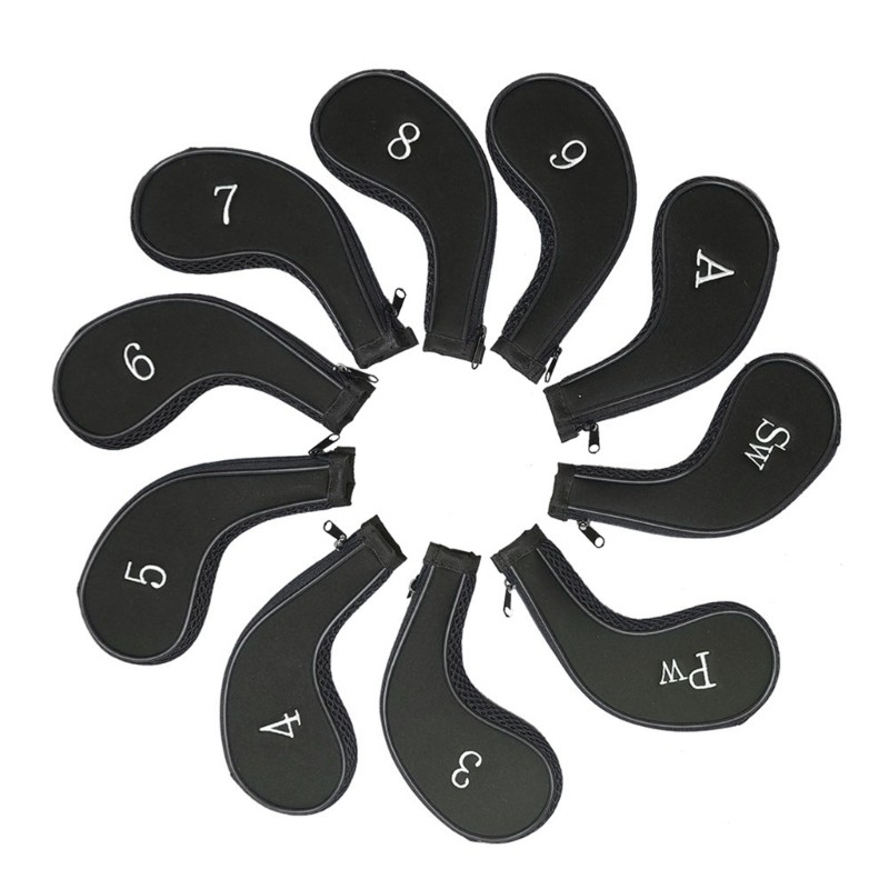 10Pcs Golf Iron Head Cover Mesh Fabric Golfs Club Headcover Putter Head ...