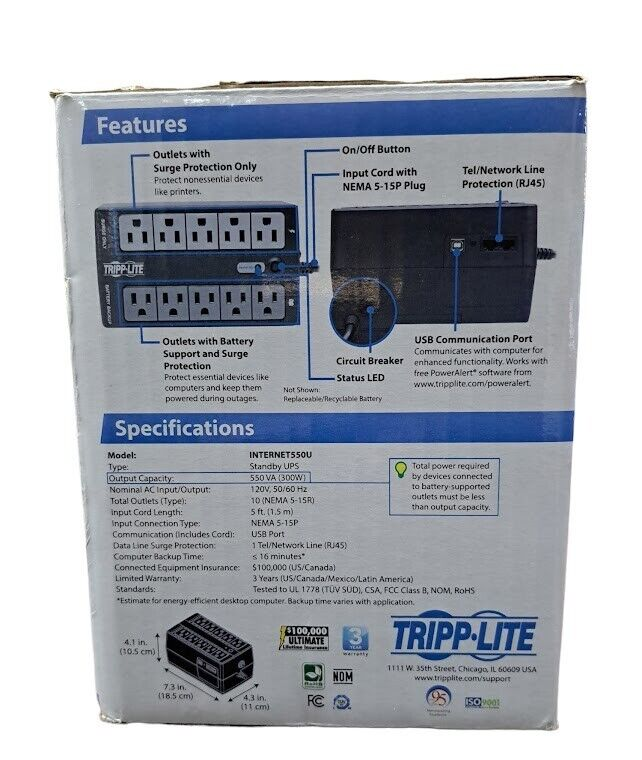 Tripp Lite UPS: 550VA 120V INTERNET550U for sale online | eBay