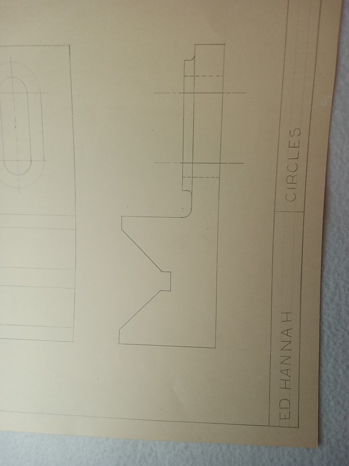 Vintage A.M.H.S. mechanical drawing class work, 18x12 manila, 1972, #7 ...