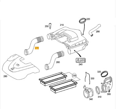 MERCEDES BENZ R W251 RIGHT AIR INTAKE HOSE PIPE A2515000061 06-11 NO🇺🇸 ...