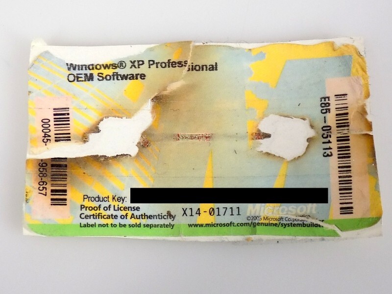 Original Microsoft Windows XP Professional OEM Lizenz Key Sticker ...