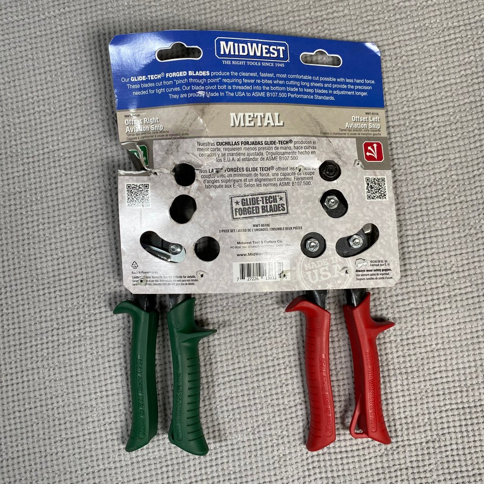 MIDWEST Aviation Snip Set -Left and Right Cut Offset Tin Cutting Shears ...