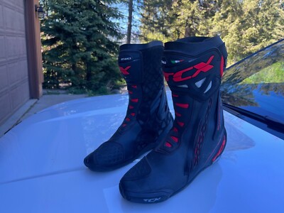 TCX RT-Race Mens Motorbike Racing Boots - Black / Red | eBay