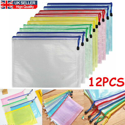 A4 Plastic Waterproof Document Wallets Files Folder Zip Lock Bags Pouch ...