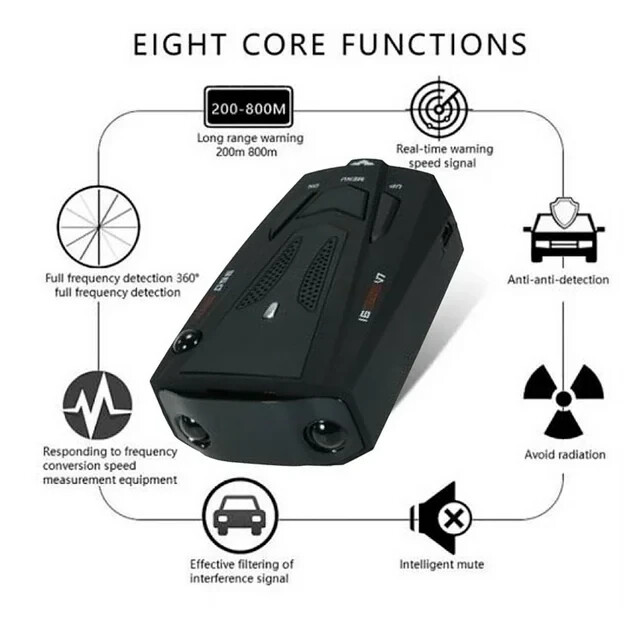 Best Laser & Camera Radar Detector Cop Cars Police Scanner Real Kit 360 ...