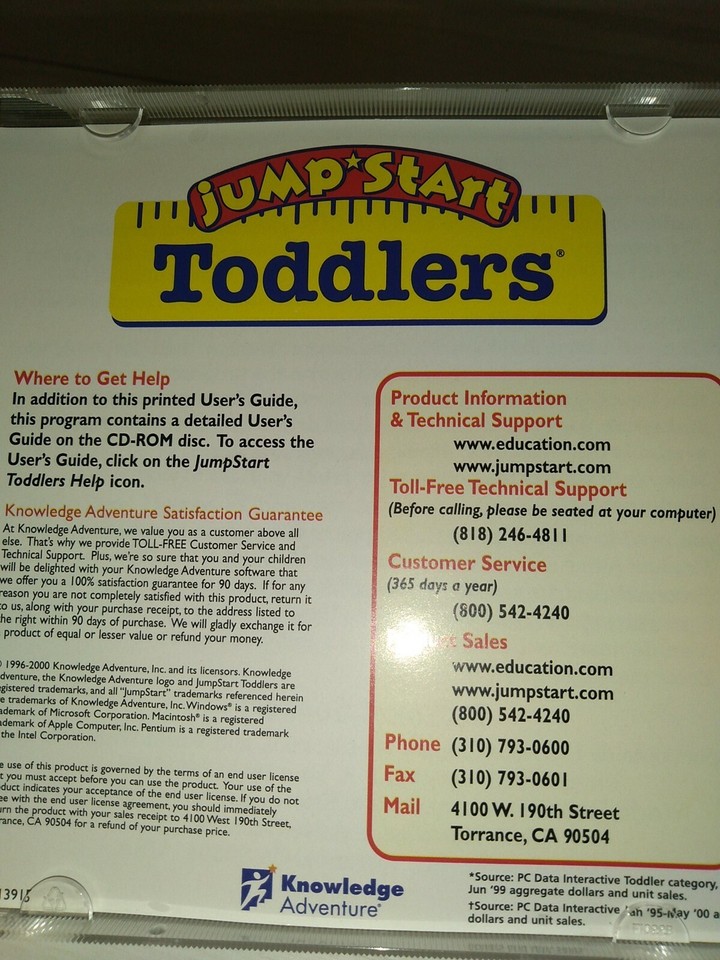 Jump Start Toddlers PC CD-ROM being sold as is. Great tool for parents ...
