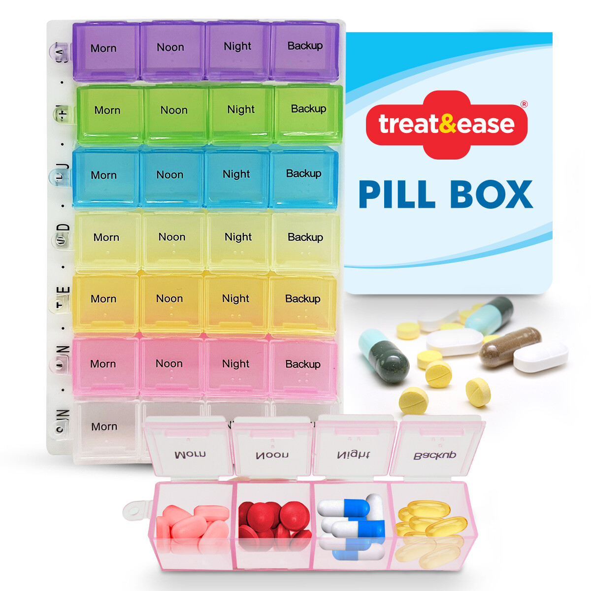 Weekly Pill Box 7 Day 28 Compartment Tablet Organiser Medicine Storage ...
