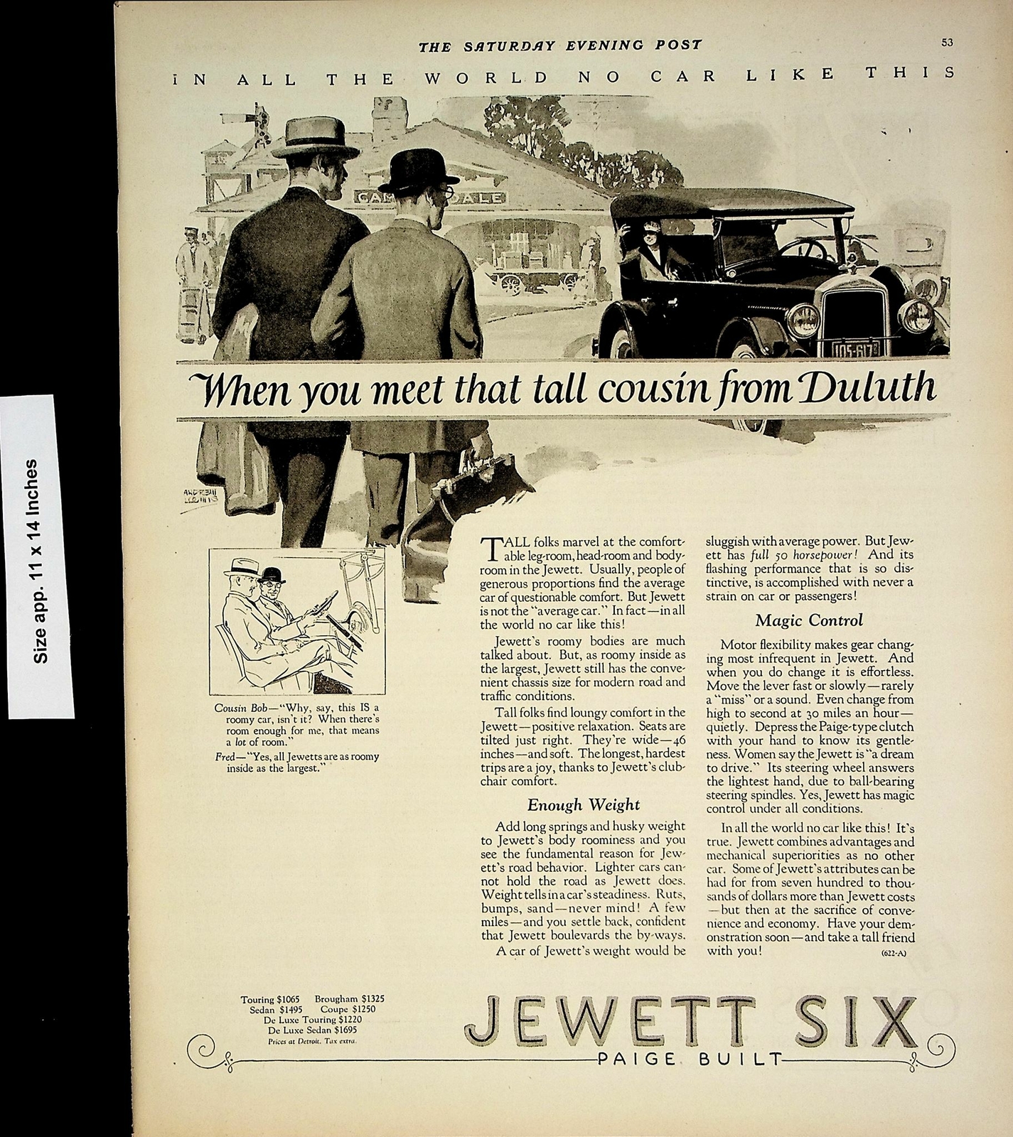 1924 Jewett Six Paige Automobile Car Sedan Roadster Vintage Print Ad ...
