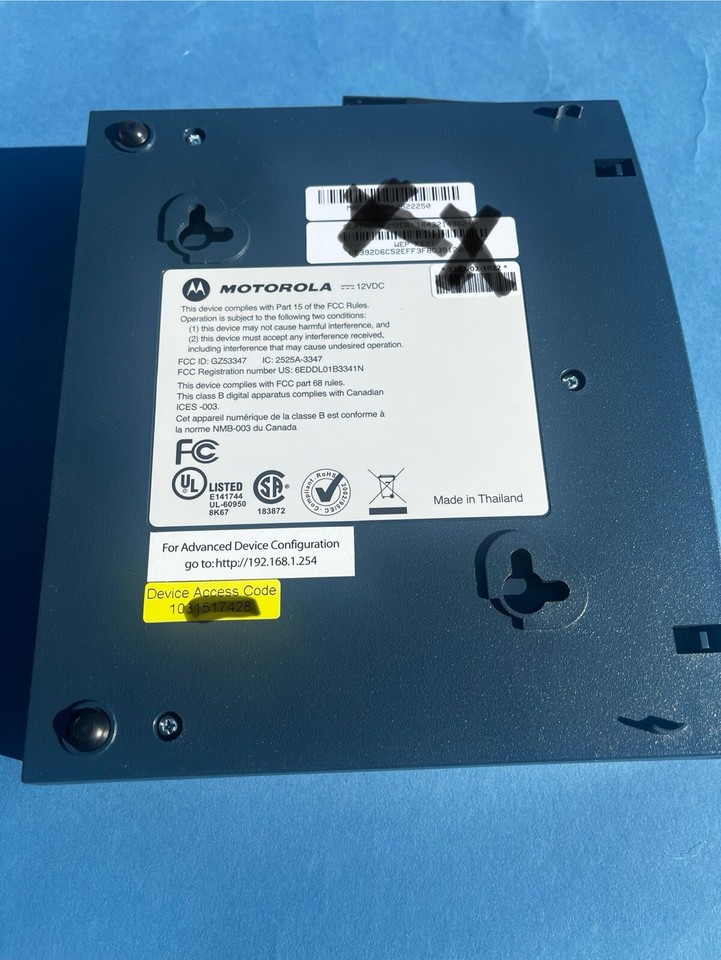 Motorola Wireless Router GZ53347 DSL Ethernet 4 Port RJ-45 3347-02-1022 ...