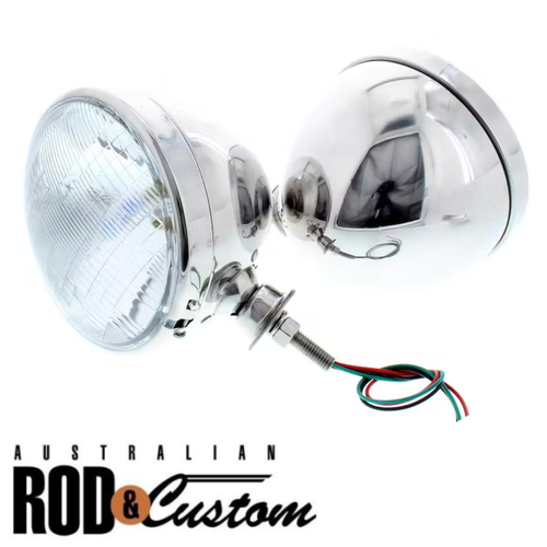 Hot Rod 7" Dietz Style Stainless Steel Headlights Pair - Custom Ford ...