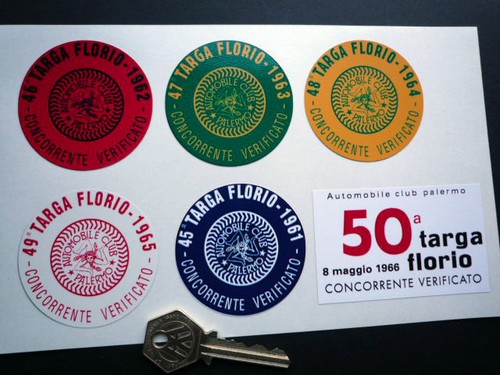 TARGA FLORIO 60's Scrutineers Set Of 6 STICKERS 60mm Race Competing ...
