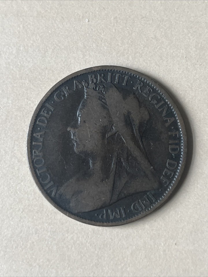 1900 Rare Victorian One Penny Queen Victoria Old Head UK 1d Coin ...