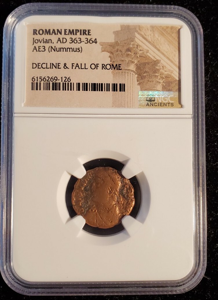 Jovian AE3 Nummus NGC Roman Empire 363-364 decline & fall of Rome. Our ...