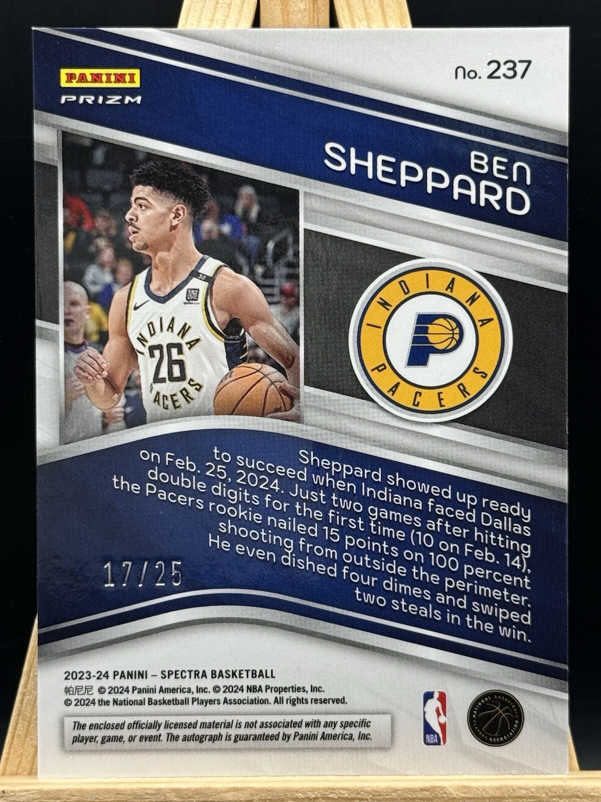 2023-24 Panini Spectra - Rookie Jersey Autographs Ben Sheppard #237 ...