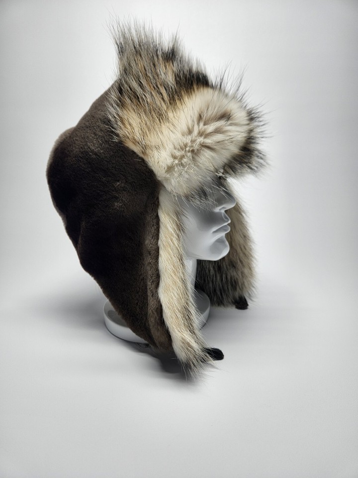 Men's Sheared Beaver and Badger Fur Trapper Hat. Size 2XL | eBay